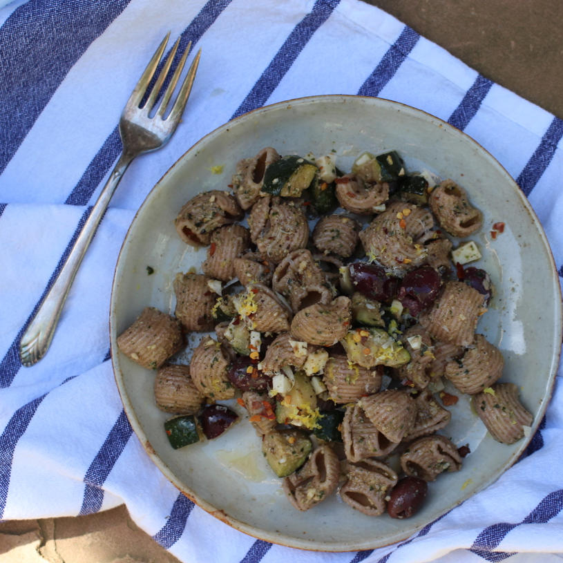 Whole Wheat Pipe Rigate with Pesto and Spring Vegetables - Community Grains